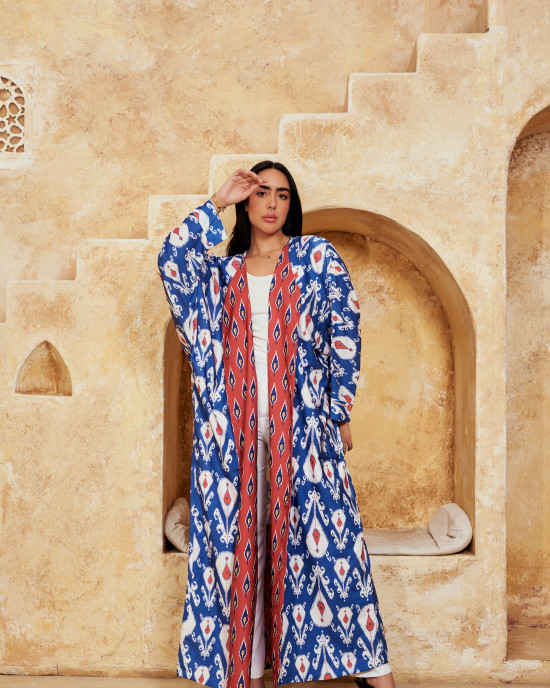 Long Linen Cardigan with Elegant Patterns