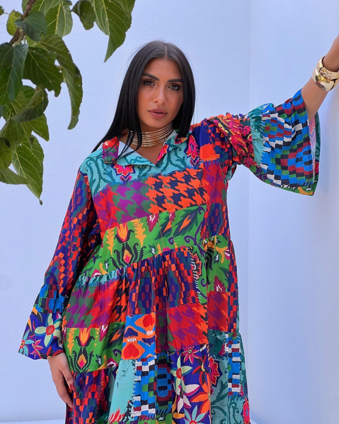 Bohemian Short Dress with Bright Colors